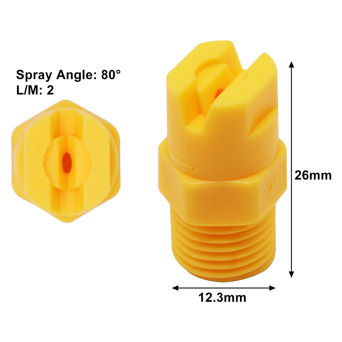 Sydien 20Pcs Plastic 1/4 BSPT Male Thread Flat Fan Sprayer Tip 80 Degrees Nozzles For Cooling, Agricultural Irrigation, Waste Gas Treatment Yellow