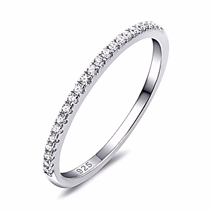 AHLOE JEWELRY CEJUG Sterling Silver Wedding Bands for Women 14K Gold Plated Eternity Rings Stackable Band Cz Size 6