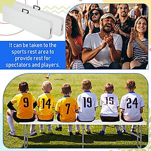 Soaoo 6 Pack 6ft Plastic Folding Bench Portable Outdoor Bench White Foldable Bench Seating with Carrying Handle for Indoor Outdoor Backyard Camping Picnic Dining Party