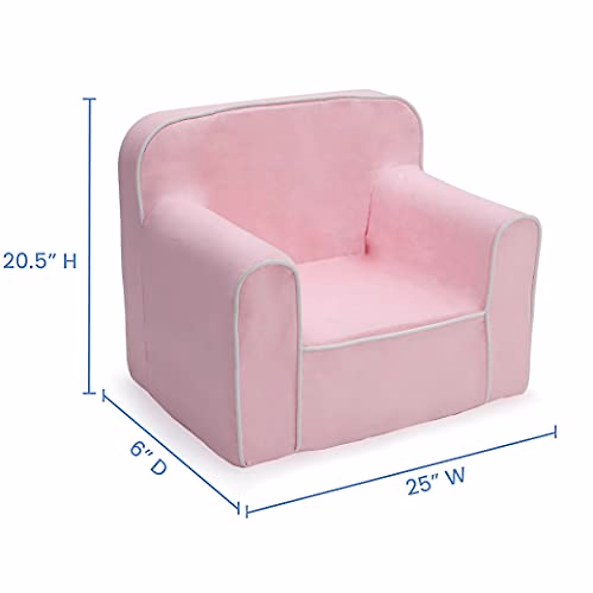 Delta Children Cozee Chair for Kids - 1 Seater Foam Toddler Couch can be Personalized with Name, Has Removable Cover for Easy Machine Washing (25x18x20.5 Inches, Pink and White)