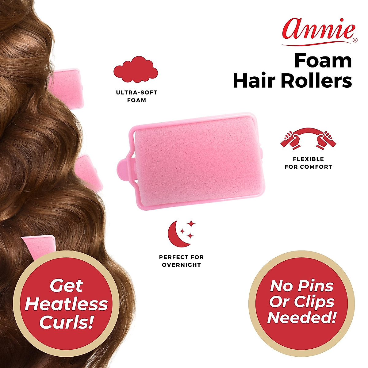 Annie Foam Roller Size1 1/4" x 2 1/4" 8ct -1054