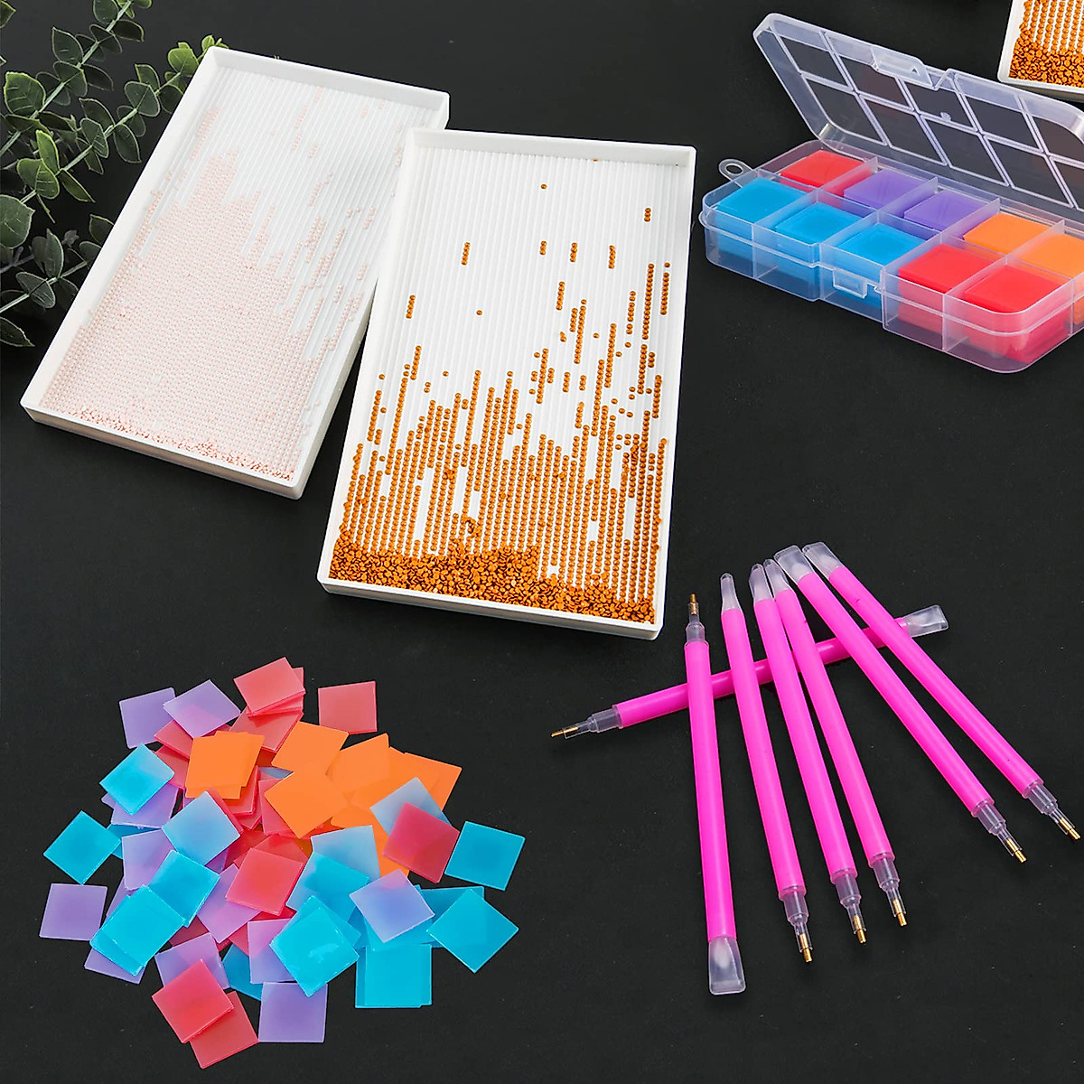 Aphrordity 80 Pcs Diamond Painting Wax with Organizer Box DIY Diamond Art Wax for Diamond Painting Glue Accessories and Tools (4 Colour Styles)