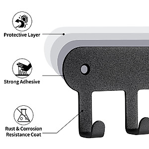 Suzurana 2 Pack Wall Mount Key Holder, Key Hanger Wall Mount with 8 Hooks, Adhesive Key Holder for Wall, Decorative Black Key Holder for Wall No Drill for Living Room, Kitchen, Bathroom