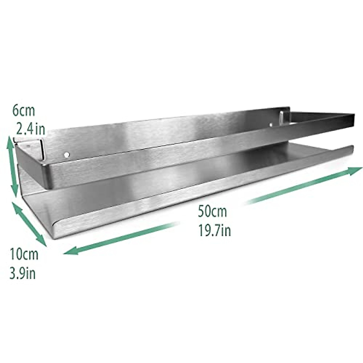 GLYNAE Bathroom Shelf Wall Mounted Floating Shelves 50cm,304 Stainless Steel Shower Shelf/Rack for Kitchen,Laundry Room,Bedroom,Living Room