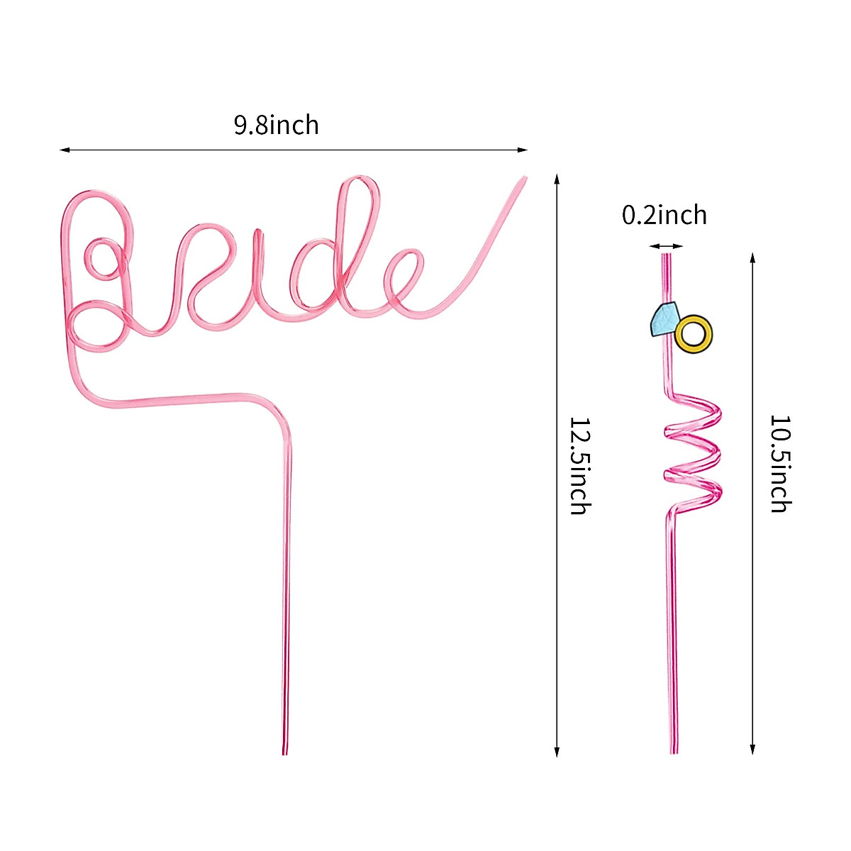 19Pcs Bride Straws - Bachelorette Party Favors Bridal Shower Gifts for Bride to Be Drinking Straws, 1 Large Bride and 18 Small Straw Bachelorette Decoration Party Supplies