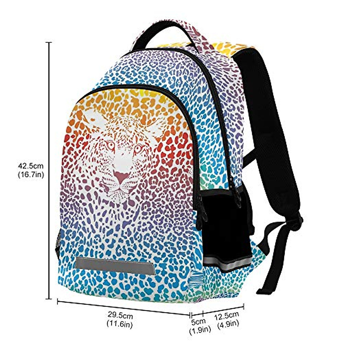 ALAZA Leopard Print Cheetah Animal Rainbow Colorful Backpack Purse for Women Men Personalized Laptop Notebook Tablet School Bag Stylish Casual Daypack, 13 14 15.6 inch