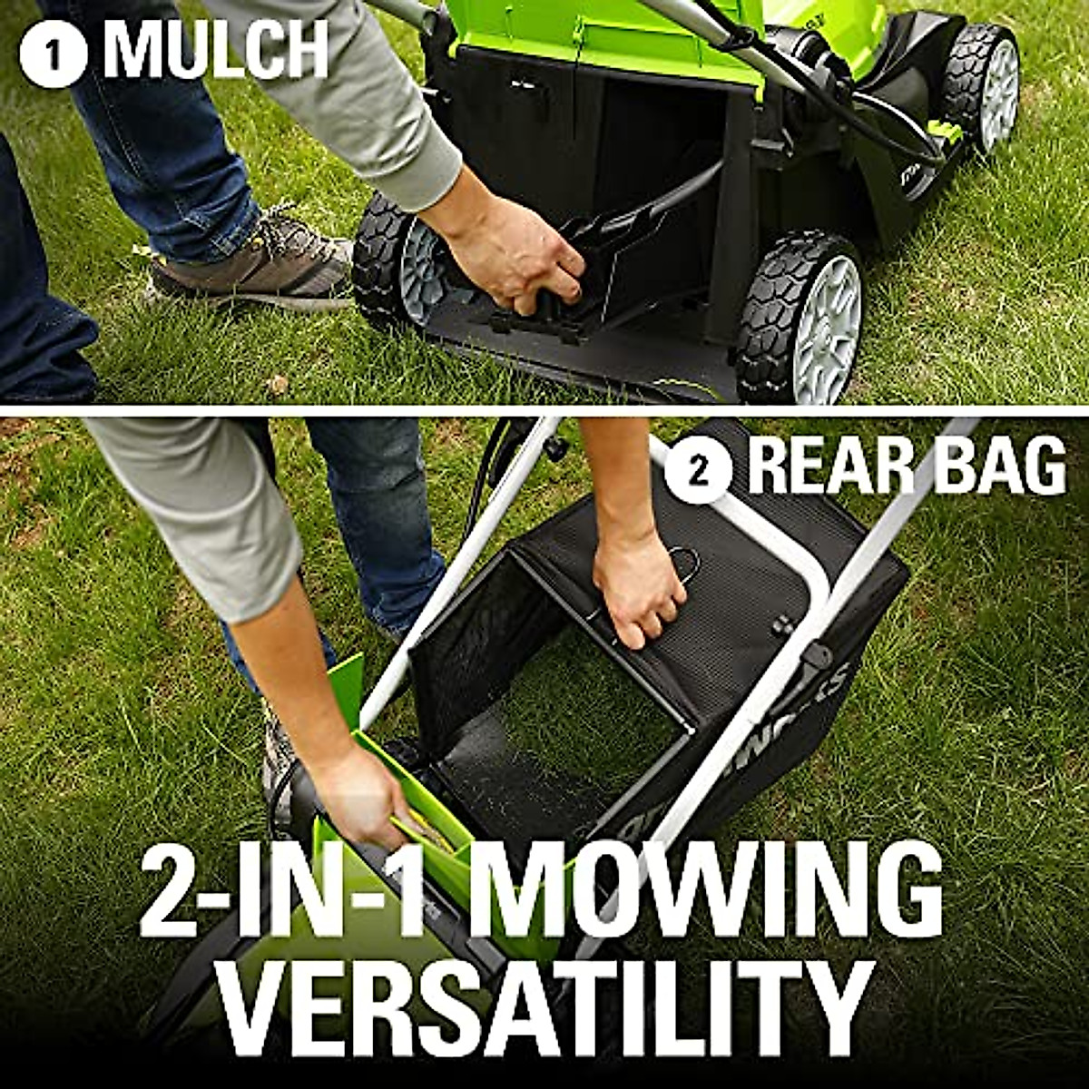 Greenworks 40V 17" (2-In-1) Push Lawn Mower, 4.0Ah Battery and Charger Included
