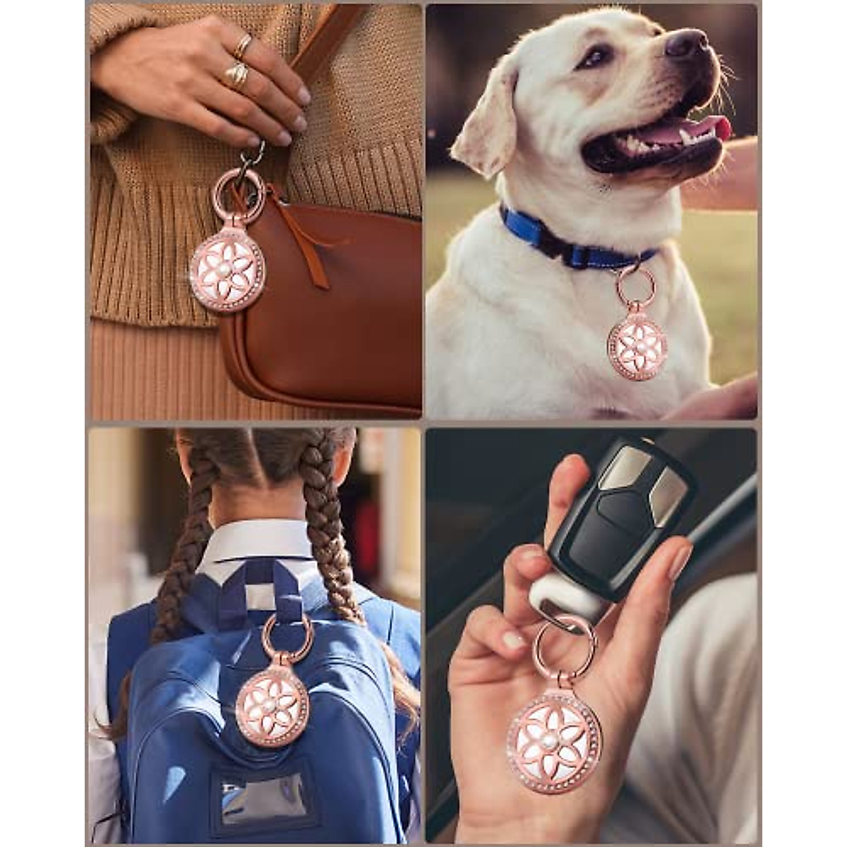 Airtag Holder,Metal Badge Rhinestone Airtag Key Chain,Diamonds Shine Air Tag.Holder Keychain,Air Tag Key Chain Compatible Apple Air tag