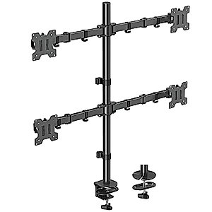 MOUNTUP Quad Monitor Stand, 4 Monitor Desk Mount for 13 to 32 inch Computer Screens, Fully Adjustable Stacked Mount with Tilt Swivel, Four Heavy Duty Monitor Mount, Holds up to 17.6lbs per Arm, MU3007