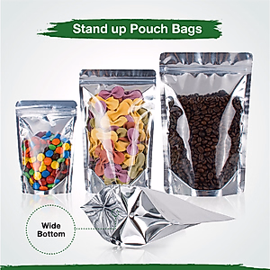 BELLE KR® 4x6 Mylar Bags for Food Storage with 7.5mil Thick - Pack Of 200 - Stand Up Clear Mylar Bags with See Through Window - Small 1/2 Pint Pouches for Freeze Dried Candy - Labels Included