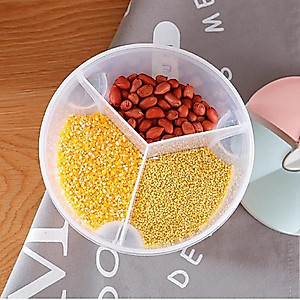 2.5L Airtight Cereal Storage Container, 4 Grid Grain Storage Tank Food Storage Container with Lids for Grain, Nuts,Rice, Candy, Snacks(Clear)