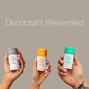 Hume Supernatural Aluminum Free Deodorant for Women & Men - Safe for Sensitive Skin - Probiotic, Plant-Based, Baking Soda Free, Aloe, & Cactus Flower, Anti Sweat, Stain & Odor - Amber Woods, 1-Pack