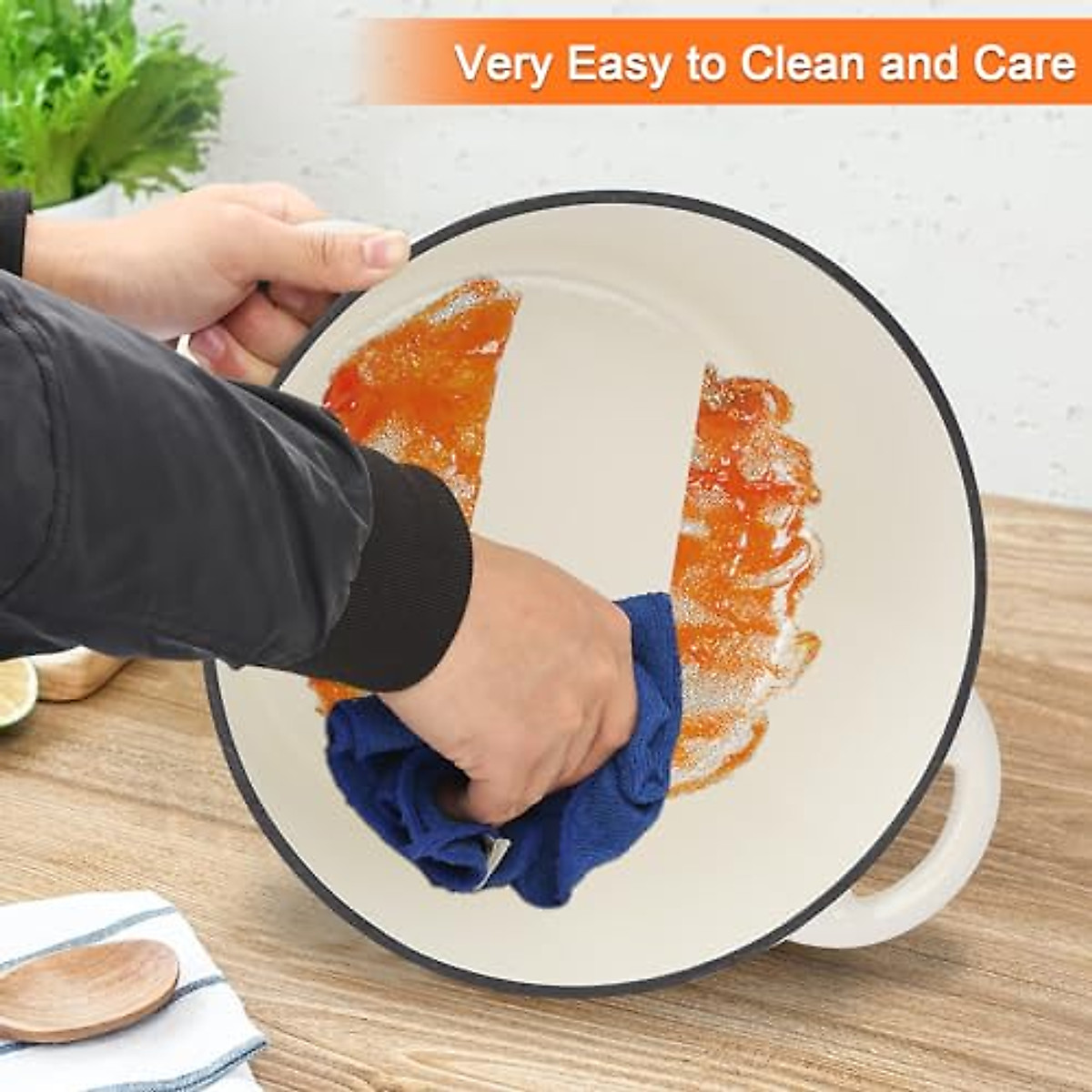 Uniflasy Cast Iron Dutch Oven Pot with Lid, 6 Quart Enameled Cast Iron Dutch Oven with Big Dual Handles, Stock Pot, Bread Oven for Sourdough Bread Baking, Pot Oven for Versatile Cooking, White