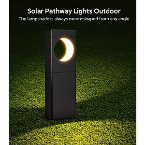 E-Kong Solar Outdoor Lights 6 Pack, Bright Pathway Outdoor, Achieve IP65 Waterproof, Moon Shape Landscape, Auto On/Off for Outside Yard Garden Path, Warm White