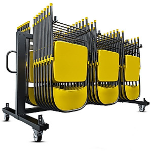 UPGORILO Folding Table and Chairs Cart - Innovative Mobile Chair Dolly, 42 Folding Chairs Capacity, Heavy Duty Metal Folding Chair Rack with Rubber Locking Wheels