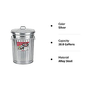 Behrens High Grade Steel 1211 20 Gal Silver Galvanized Steel Trash Can with Lid(Trash Can)