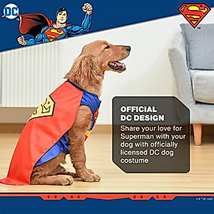 DC Comics Superhero Superman Halloween Dog Costume - Size Large- | DC Superhero Halloween Costumes for Dogs, Funny Dog Costumes | Officially Licensed DC Dog Halloween Costume Blue