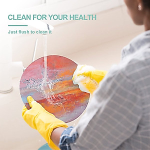 Bagea-Ka Hot Abstract Orange Blue Sunset Beach Scene Pattern Tempered Glass Cutting Board 8" Round Kitchen Decorative Chopping Board Small