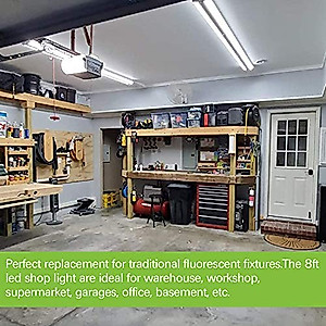 hykolity 110W 8FT LED Shop Lights Ultra Slim LED Wraparound, 12600lm 5000K LED Strip Lights, Flush Mount Warehouse Garage Office Ceiling Light Fixture, 8 Foot Fluorescent Tube Replacement - 4 Pack