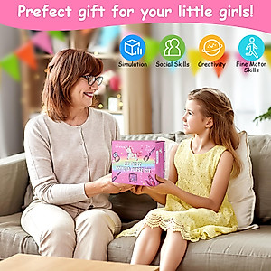 Little Girls Play Purse and Pretend Makeup Kit- 49PCS My First Purse Set Includes Handbag Phone Wallet Play Makeup Princess Jewelry Water Bottle, Pretend Play Gift Toys for Girls Toddlers Age 3+