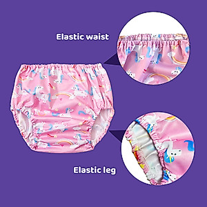 BISENKID Waterproof Plastic Swim Diaper Cover for Plastic Pants Good Elastic Rubber Pants for Toddlers Plastic Underwear Covers for Potty Training Pants Girl 2t