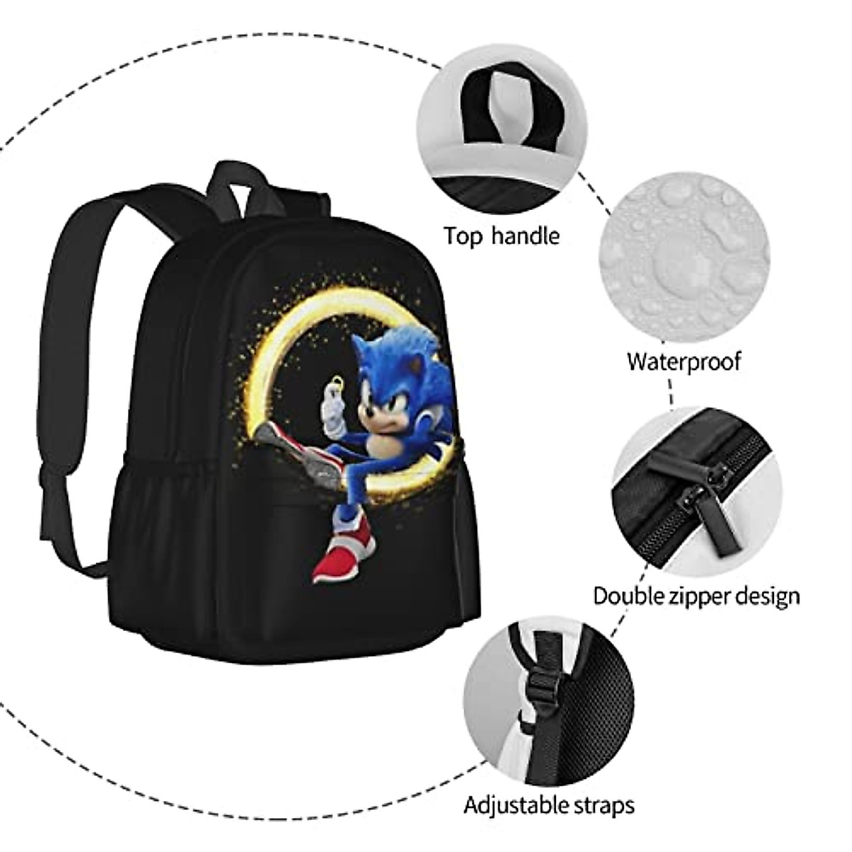 Large-capacity Lightweight Backpack, Casual Backpack With Cartoon Hedgehog Print