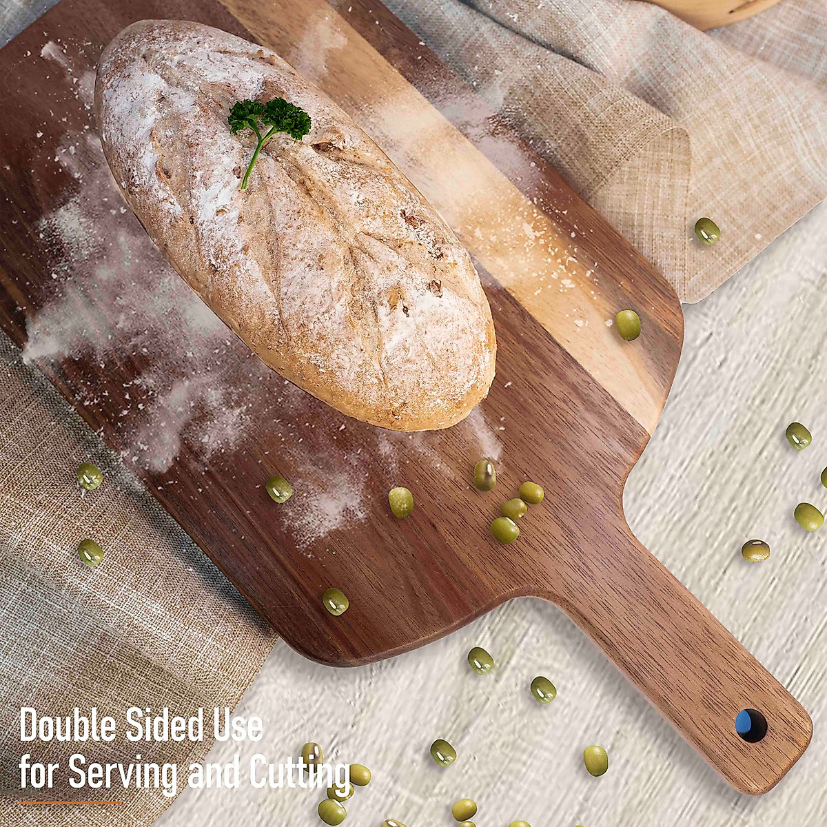 Acacia Wood Cutting Board with Handle,Wooden Charcuterie Board for Meat,Cheese Board,Bread,and Charcuterie-Decorative Wooden Serving Board for Kitchen Butcher Block Carving Board for Kitchen