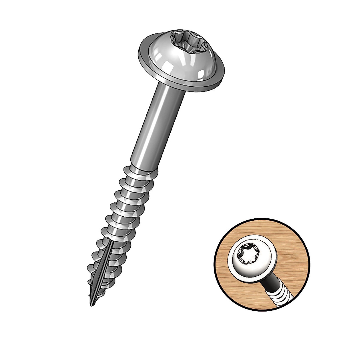 Milescraft 5202 Wood Pocket Hole Screws - #7 x 1-1/4" Washer Head with Coarse Thread (100pc.), Torx Drive Self-Tapping, For Indoor Use