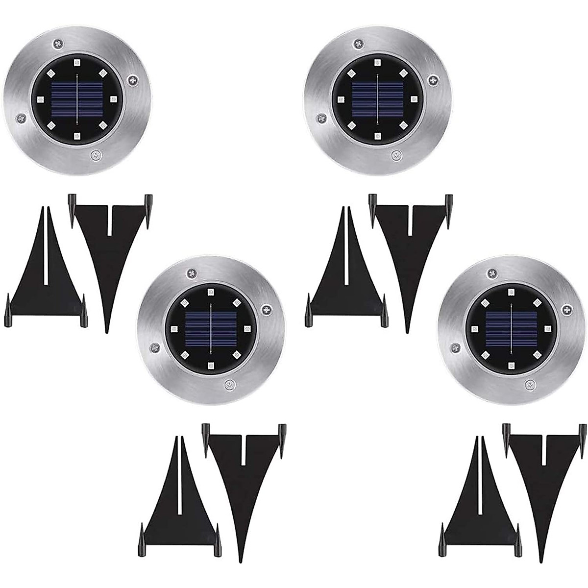 OurLeeme Solar Outdoor Lights Solar Powered Disk Lights 4 Pcs Solar Lights Outdoor Waterproof Solar Ground Lights 8 LED Solar Garden Lights Color Changing Landscape Lighting Pathway Lights