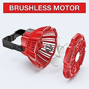 Hipoke Camping Fan for Milwaukee M18 18V Lithium-ion Battery, Portable Handheld Fan with 9W LED Lantern, Hook, 180°Head Rotation Outdoor Rechargeable Fan for Fishing, Office, Travel, Barbecue, Garage