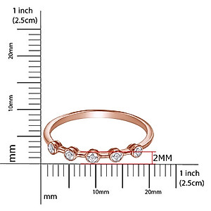 Samaira Jewelry Five-Stone Bezel Natural Diamond Accent Stackable Wedding Band Ring in 14k Rose Gold Over 925 Sterling Silver (1/20 Cttw, I-J Color, I2-I3 Clarity) Ring Size-8