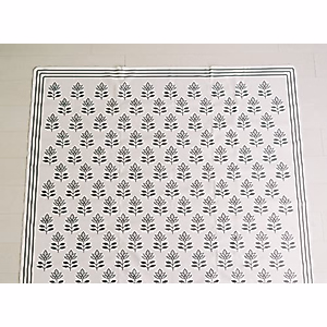 wander & roam Leather Play Mat | Non-Toxic | Waterproof and Sand Proof Beach Mat | Wipeable High Chair Floor Mat | Baby Floor Mat | Portable Picnic Mat (Petals Block Print Greige Large, 76x76)