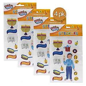 Chanukah Foam Stickers - 4 Pack - Dreidels, Menorahs and More - Hanukah Stationary, Arts and Crafts - Gifts and Games - Izzy 'n' Dizzy