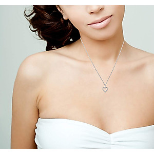 Brilliant Expressions 10K White Gold 1/4 Cttw Conflict Free Diamond Open Heart Pendant Necklace (I-J Color, I2-I3 Clarity), Adjustable Chain 16-18 inch