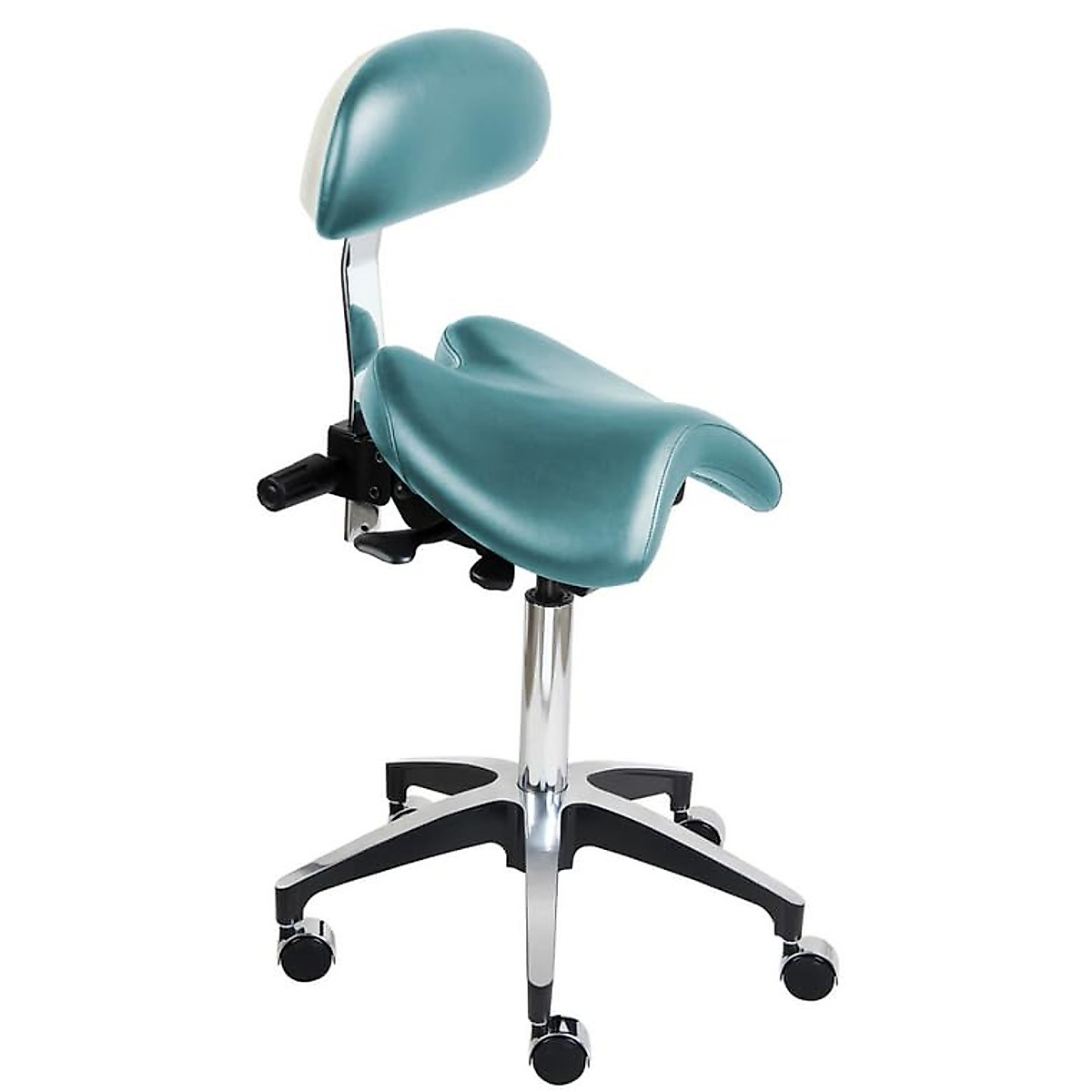 AmeriCan Goods Professional Rimostool Deluxe Sleek Saddle Series Dental Rolling Saddle Seat Cusion Chair for Doctor's Office (Cobalt)