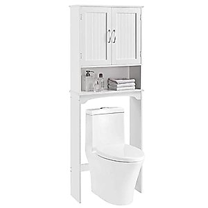 OUTEW 9" Width Wooden Over The Toilet Bathroom Storage Cabinets with Door,Good Helper for Storage, Suitable for Toilet Toilets (Color : White)