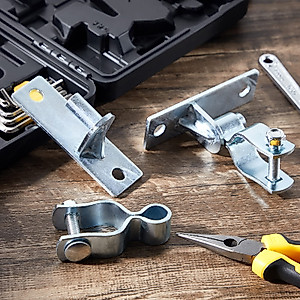 Dunzy 4 Pcs Heavy Duty Wall Mount Gate Hinge Pipe Gate Hinge Chain Link Fence Pressed Steel Chain Link Fence Frame Outdoor Hardware