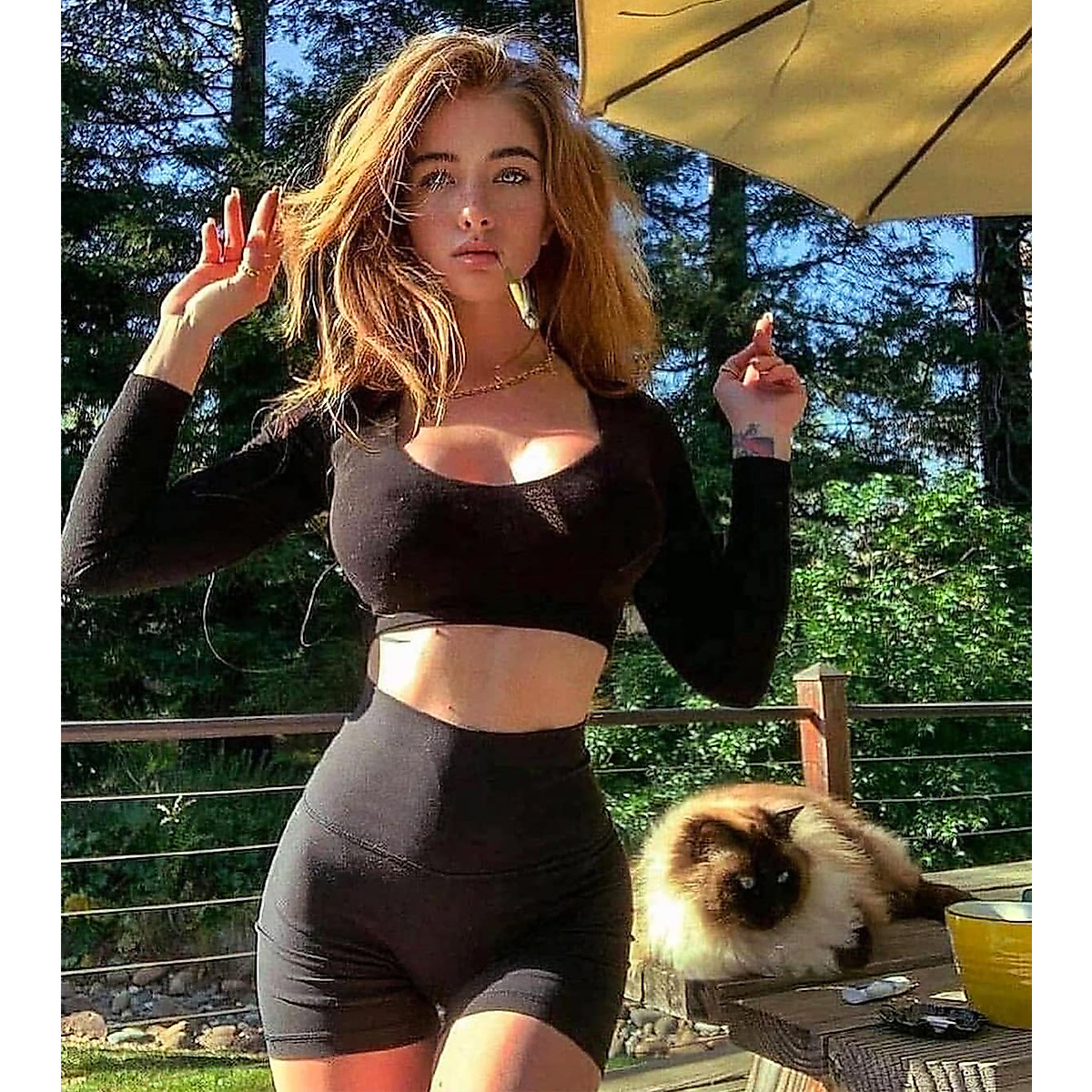 FULLSOFT High Waisted Biker Shorts for Women-5" Tummy Control Fitness Athletic Workout Running Yoga Gym Soft Shorts (Black,Small-Medium)