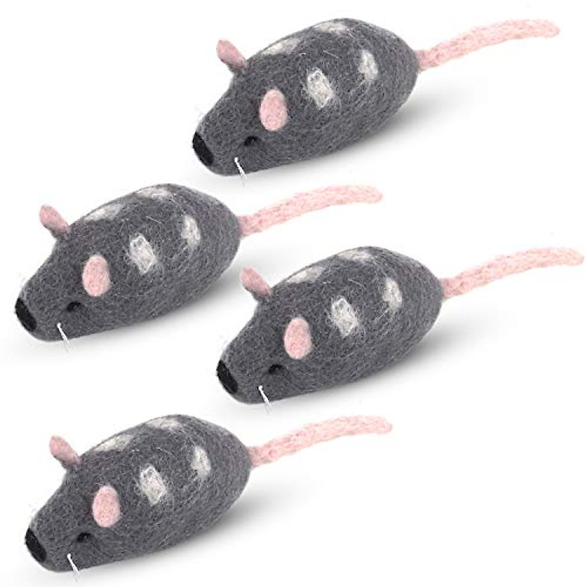 Feltcave Wool Cat Mouse Toys – Handmade Felt Mouse Cat Toy Without Catnip, Cat Toys for Indoor Cats, Cat Mice Toys 4-Pack