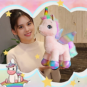 Unicorn Plush Toy,15" Unicorn Stuffed Animals for Girls,Rainbow Unicorn Plush Doll Gift for Kids Babies Birthday Party (Pink)…