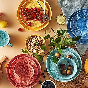 DOWAN Ceramic Soup Bowls, Colorful Deep Cereal Bowls, 30 Ounce Bowls Set of 4 for Ramen, Salad, Fruits, Snack, Pasta, Side Dishes, Ideal Wedding Party Housewarming Gift