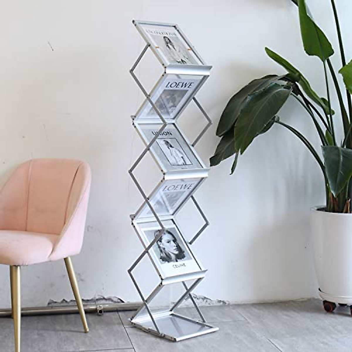 Nisorpa Literature Rack, Foldable Magazine Rack Office Racks & Displays Magazine Rack Catalog Brochure Display Stand Holder Catalog for Trade Show Exhibitions Office Retail Store, 3 height adjustable,