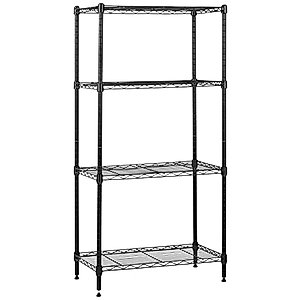 Amazon Basics 4-Shelf Adjustable, Storage Shelving Unit, (200 Pound Loading Capacity per Shelf), Steel Organizer Wire Rack, 13.4"D x 23.2"W x 48"H, Black