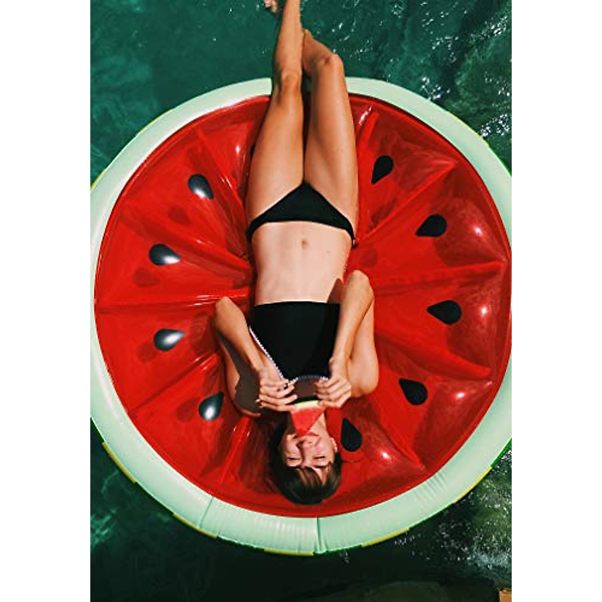 Swimline Watermelon Slice Floating Pool Island Red/Green 60'' Diameter