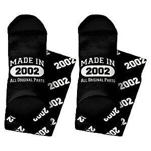 ThisWear 21st Birthday Socks For Men Made In 2002 1-Pair Novelty Socks Charcoal