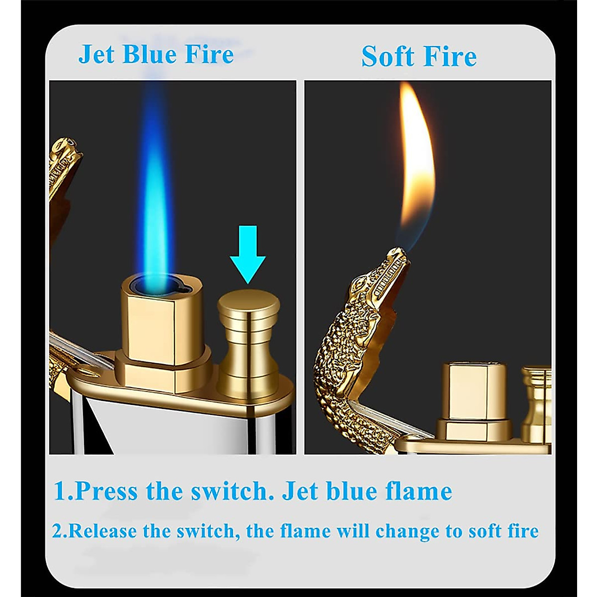 Butane Torch Lighter - Double Flame Lighter, Windproof Solar Beam Torch, Refillable Adjustable Jet Flame Torch Lighters for Candle Camping BBQ Kitchen, Men Gift Not Included Butane Gas (Black)