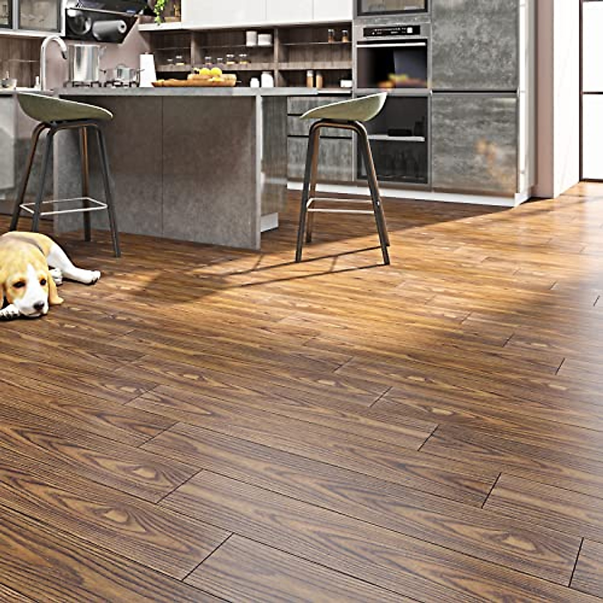 Livelynine Wood Vinyl Flooring 6-Planks 6x36 Brown Laminate Flooring Sheet Peel and Stick Waterproof Floor Tile Bathroom Tile Stickers Renter Friendly Floor Tiles Sticky Bathroom Tiles Kitchen Floor