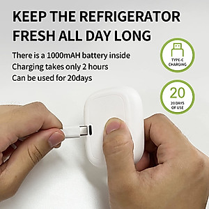 Mini Fridge Deodorizer, 2 Modes Refrigerator Odor Eliminator, Portable Rechargeable Deodorizer Reusable, Antifreeze Design Ozone Sterilizer for Fridge, Wardrobe, Cabinet, Car