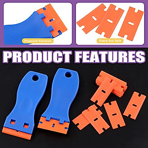 Swpeet 36Pcs 3/4" 7/8" 1" 1-1/2" Plastic Chisel and Plastic Blade Scraper Tools with Blades Replacement Assortment Kit, Scraper Remover Tool Kit Cleaning Scraper Remover for Adhesive, Caulk, Labels