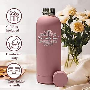 shop4ever A Wise Woman Once Said I'm Outta Here and Lived Happily Ever After Engraved Insulated Stainless Steel Water Bottle Tumbler Cap Lid 17 oz. (Pink)